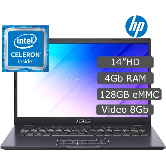 Laptop ASUS E410MA-202, Celeron N4020 1.1GHZ, Memoria 4GB RAM, Disco ...