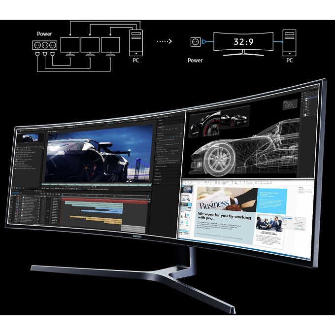 MONITOR SAMSUNG QLED 49 C49RG90SSL SUPER ULTRA WIDE CURVO GAMER - 120Hz