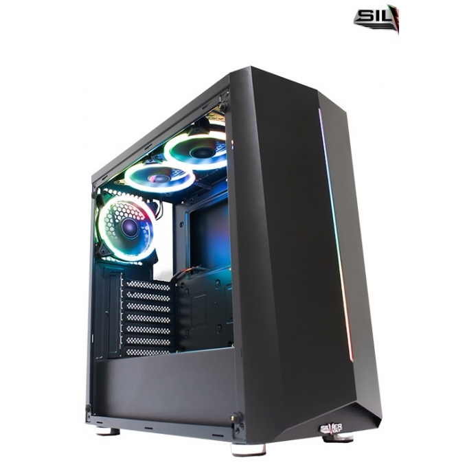 CASE VOLT ATX SILVER PW-93 Sin Fuente 3 COOLER ARGB TEMPERED GLASS USB3.0